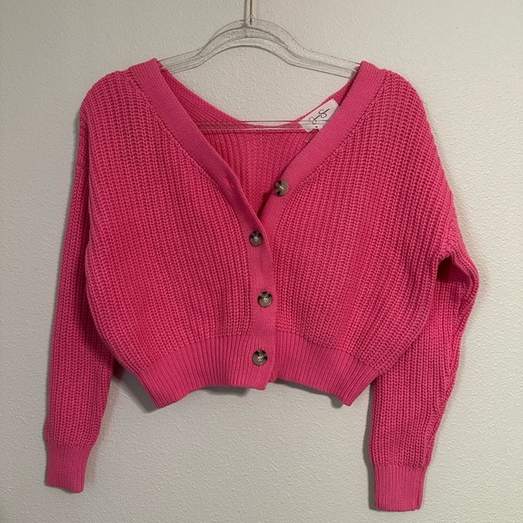 Jessica Simpson | Sweaters | Pink Jessica Simpson Cropped Knit Button ...